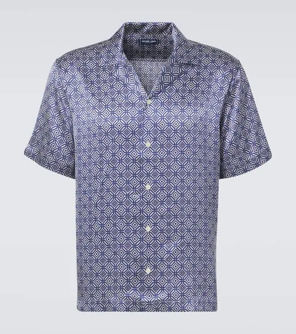 Frescobol Carioca Roberto Printed Silk Bowling Shirt