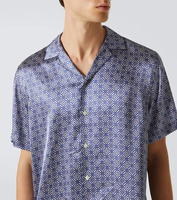Frescobol Carioca Roberto Printed Silk Bowling Shirt