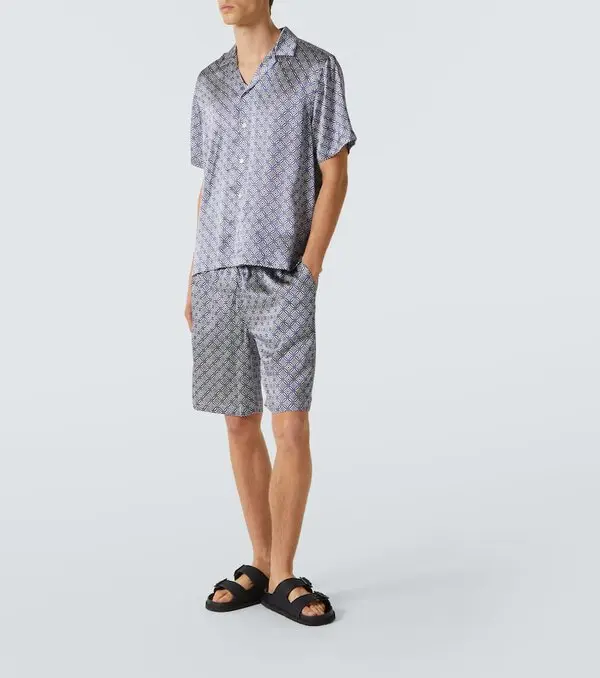 Frescobol Carioca Roberto Printed Silk Bowling Shirt