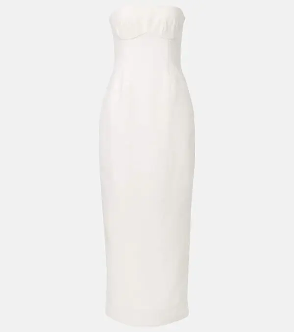 SIR. Evalita Linen Bustier Maxi Dress - White