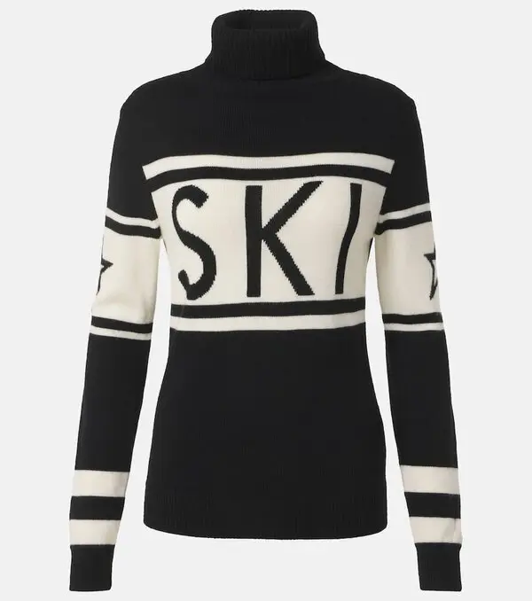 Perfect Moment Schild Intarsia Wool Turtleneck Sweater - Black