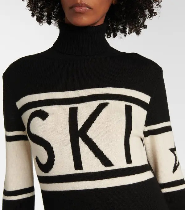 Perfect Moment Schild Intarsia Wool Turtleneck Sweater - Black
