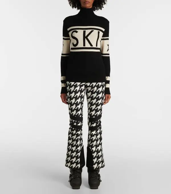 Perfect Moment Schild Intarsia Wool Turtleneck Sweater - Black