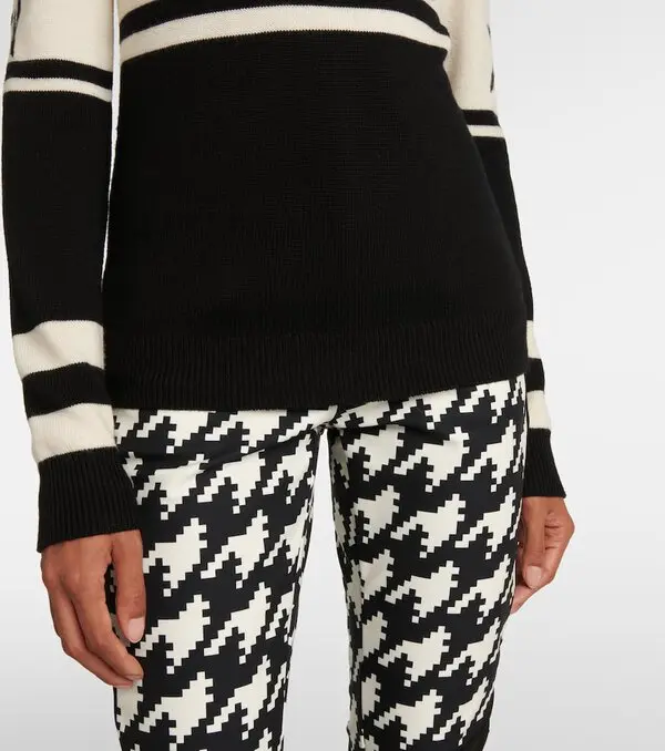 Perfect Moment Schild Intarsia Wool Turtleneck Sweater - Black