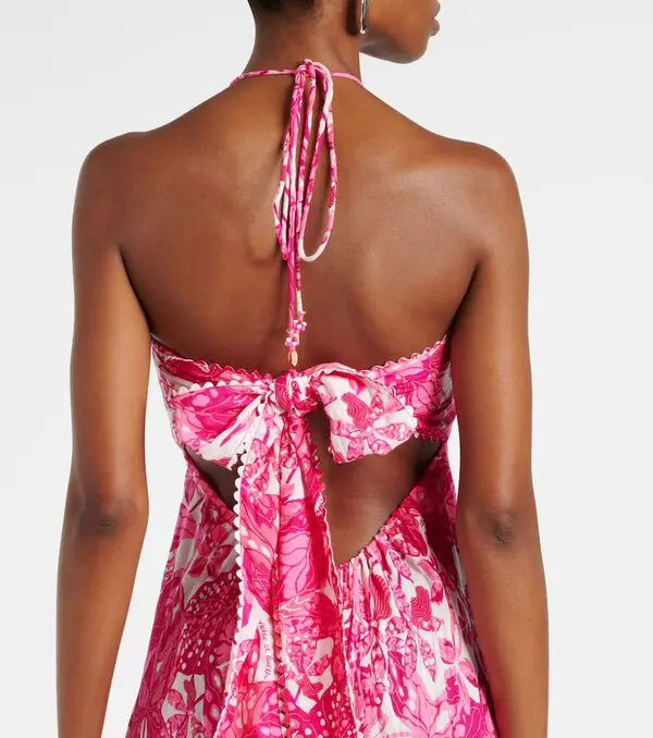 Poupette St Barth Carla Printed Halterneck Maxi Dress