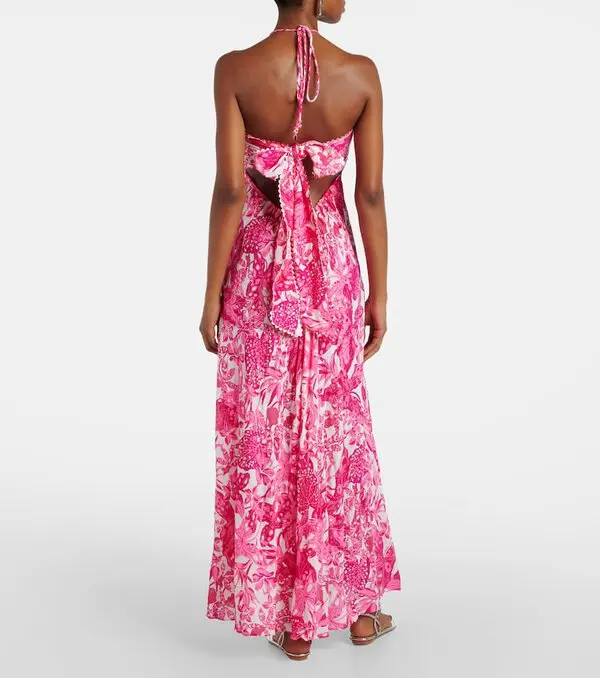 Poupette St Barth Carla Printed Halterneck Maxi Dress