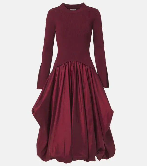 Simkhai Kenlie Satin And Jersey Midi Dress - Red