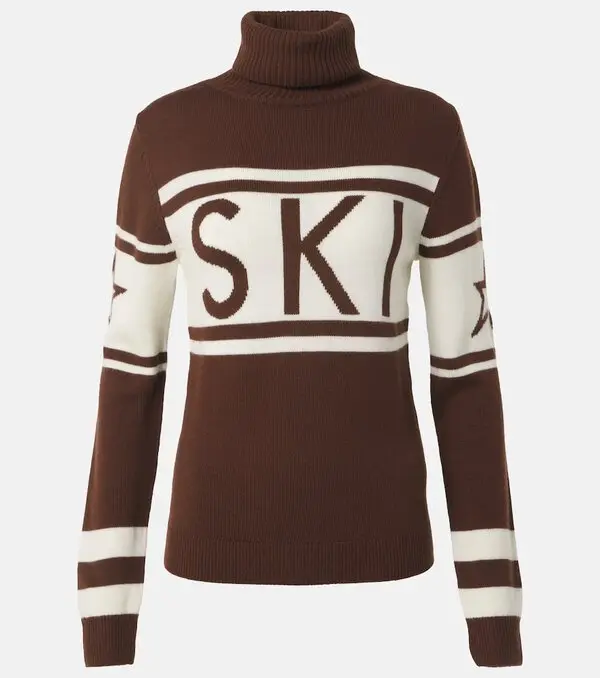 Perfect Moment Schild Intarsia Wool Turtleneck Sweater - Brown