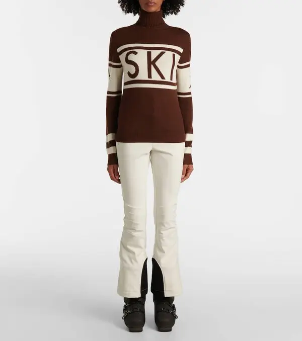 Perfect Moment Schild Intarsia Wool Turtleneck Sweater - Brown