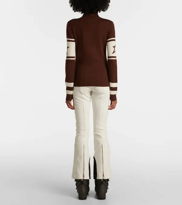 Perfect Moment Schild Intarsia Wool Turtleneck Sweater - Brown