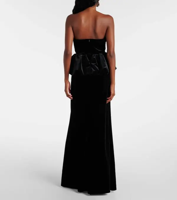 SELF-PORTRAIT Peplum Velvet Bustier Gown