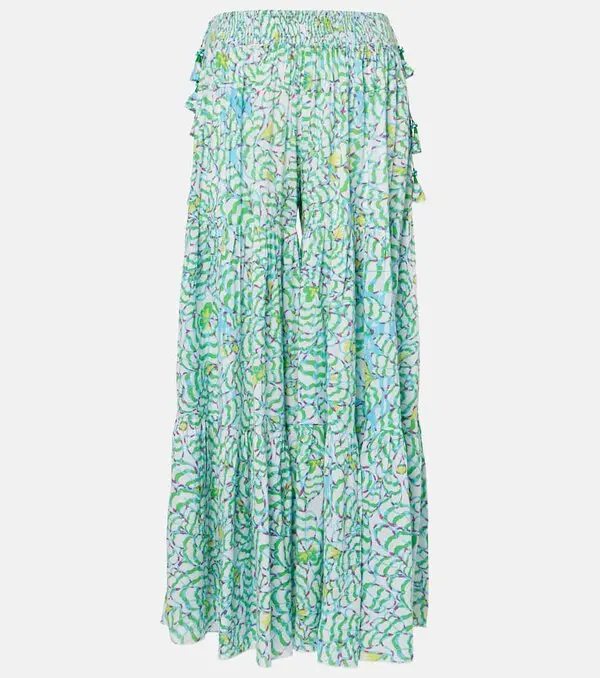 Poupette St Barth Colleen Printed Wide-leg Pants - Green