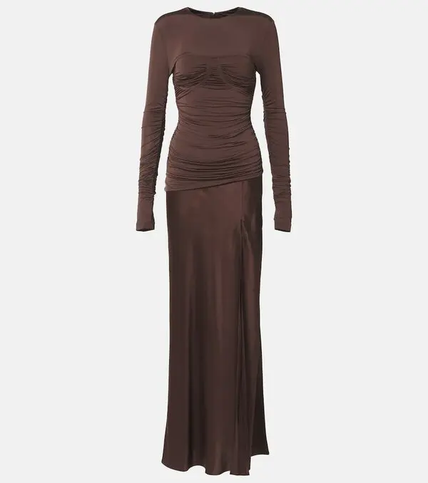 SIR. Alessia Draped Maxi Dress - Brown