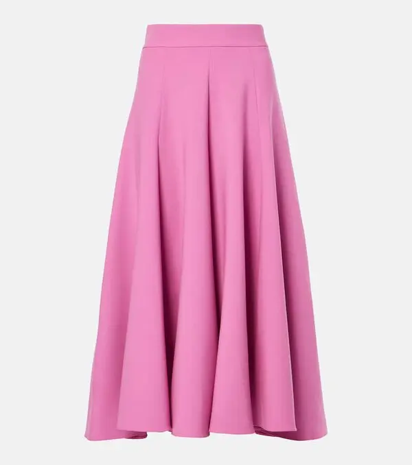 Oscar De La Renta High-rise Wool-blend Midi Skirt