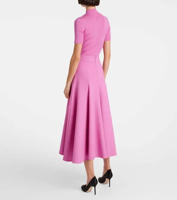 Oscar De La Renta High-rise Wool-blend Midi Skirt