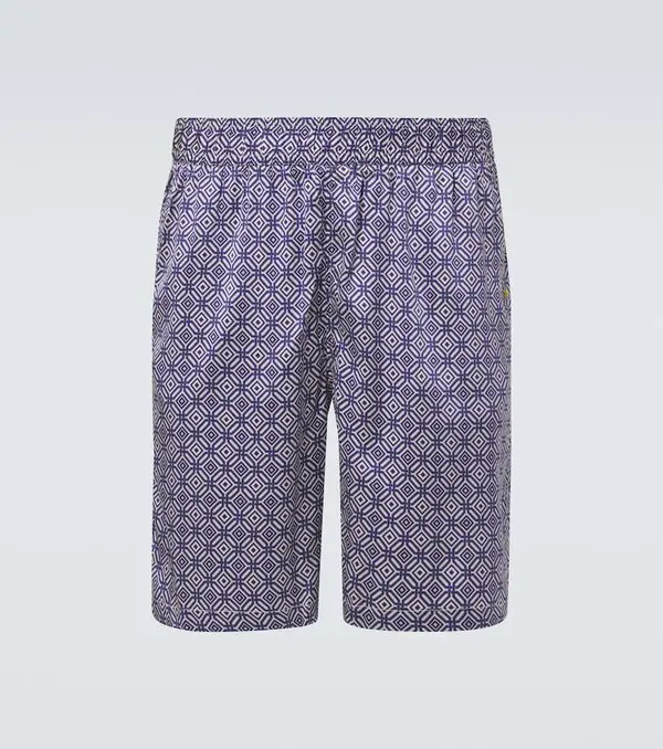 Frescobol Carioca Palma Silk-blend Bermuda Shorts - Blue