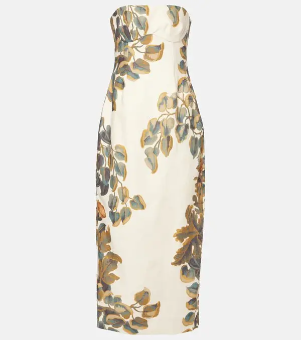 SIR. Evalita Floral Linen Bustier Dress