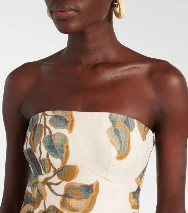 SIR. Evalita Floral Linen Bustier Dress