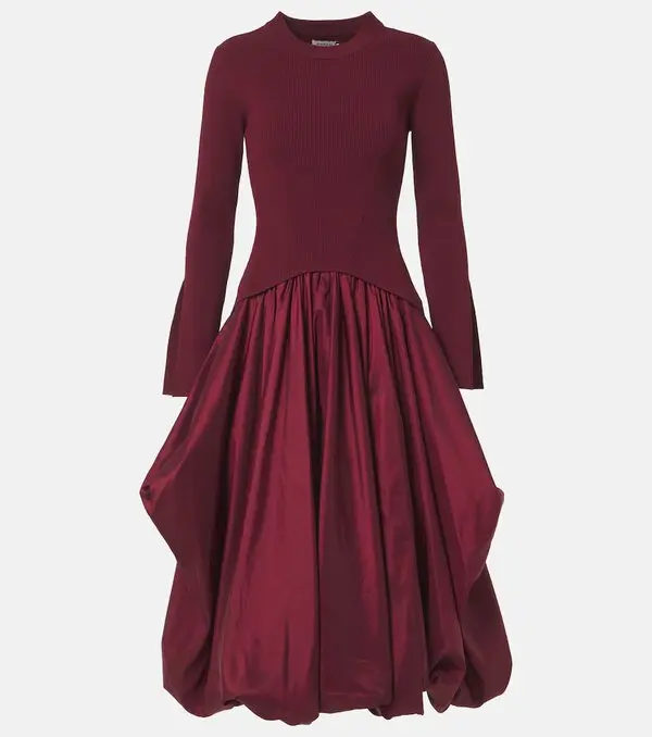 Simkhai Kenlie Satin And Jersey Midi Dress - Red