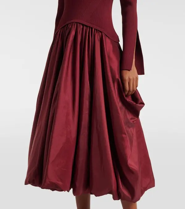 Simkhai Kenlie Satin And Jersey Midi Dress - Red