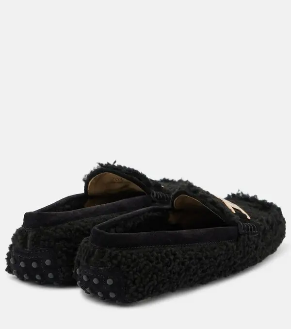 TOD'S Gommini Catena Shearling Driving Shoes - Black