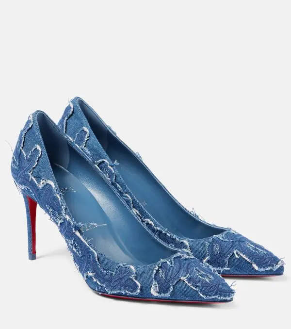 CHRISTIAN LOUBOUTIN Kate 85 Denim Pumps - Blue