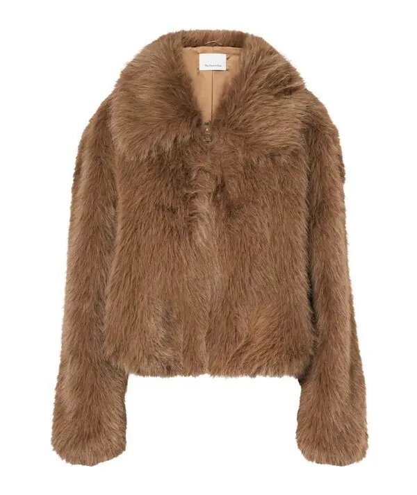 THE FRANKIE SHOP Hope Faux Fur Jacket - Brown
