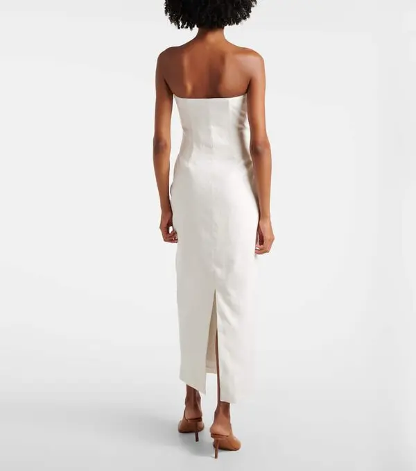 chinese dress ladies Sir. Size 3/L White Linen Long Balloon Sleeve Wrap Maxi Cut Outs Dress   Labels Resale Boutique