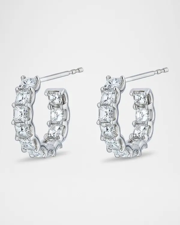 Neiman Marcus 18k White Gold Hoop Earrings - Diamonds