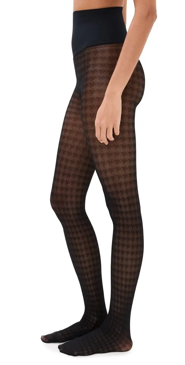Commando Houndstooth Sheer Tights - Black