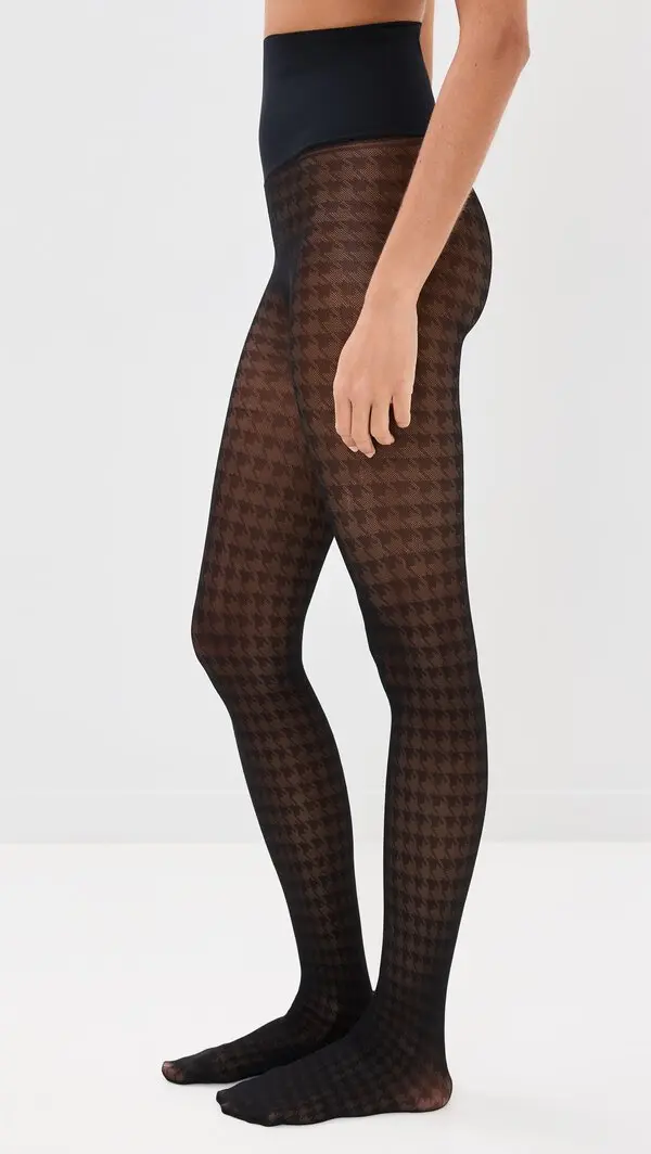 Commando Houndstooth Sheer Tights - Black