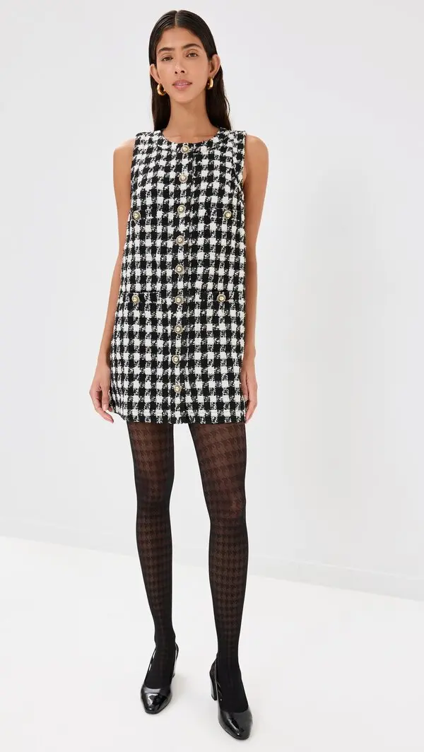 Commando Houndstooth Sheer Tights - Black