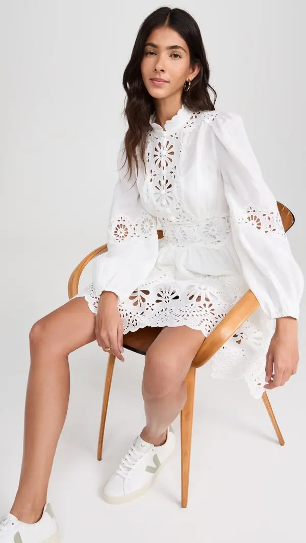 chinese dress ladies Acacia Lace Trim Mini Dress Cream Multi Floral main image 1
