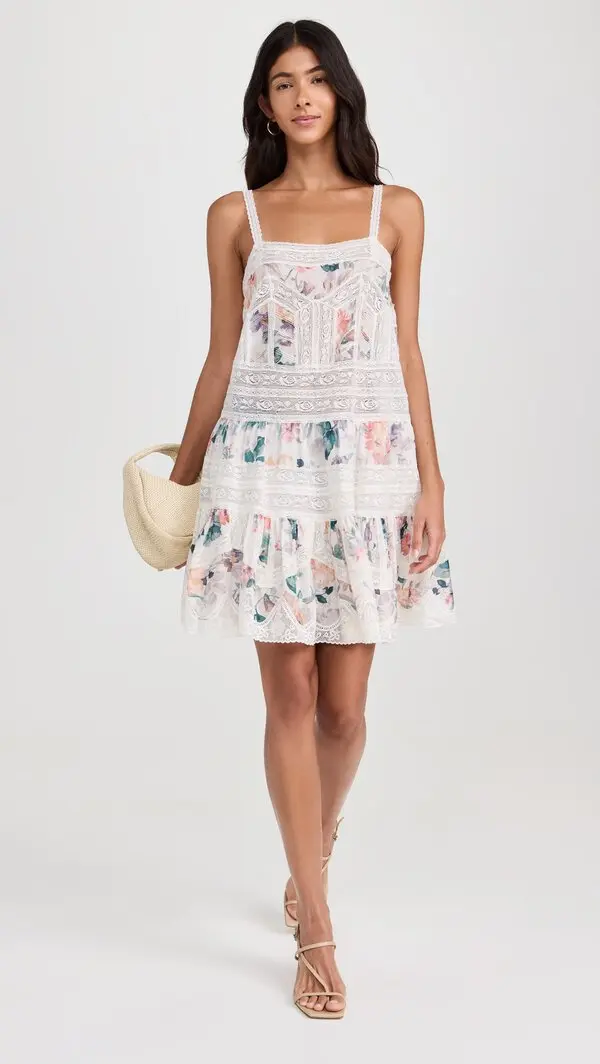 Zimmermann Acacia Lace Trim Mini Dress In Cream Multi Floral - 30% Off |  Editorialist
