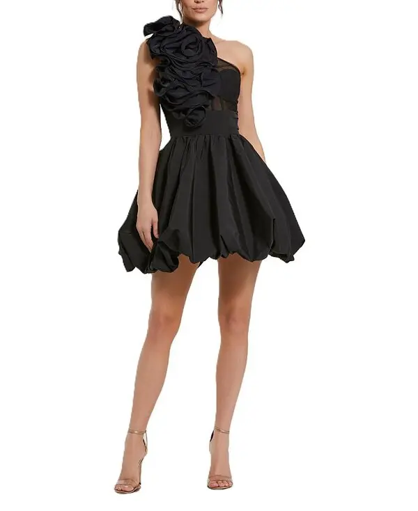 Mac Duggal Taffeta One Shoulder Ruffle Mini Dress