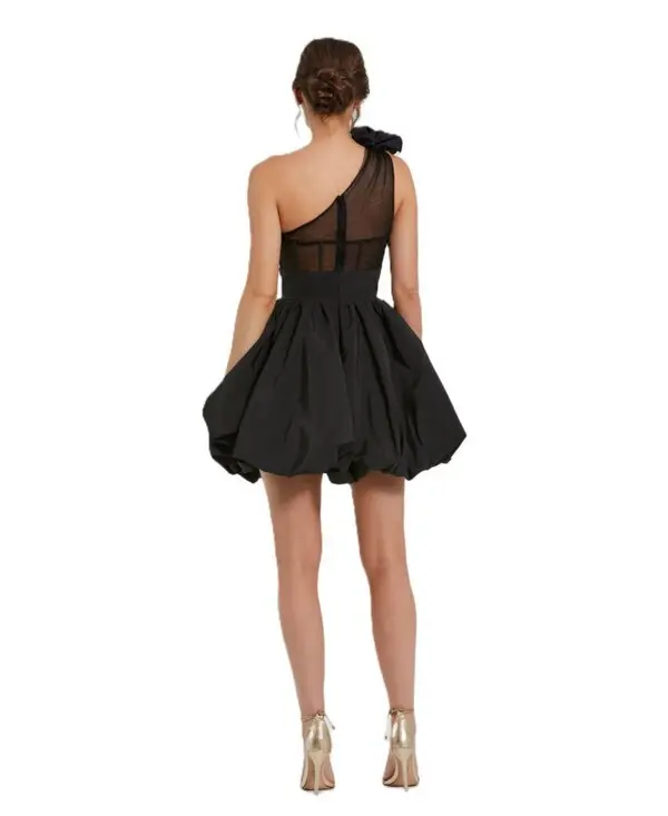 Mac Duggal Taffeta One Shoulder Ruffle Mini Dress