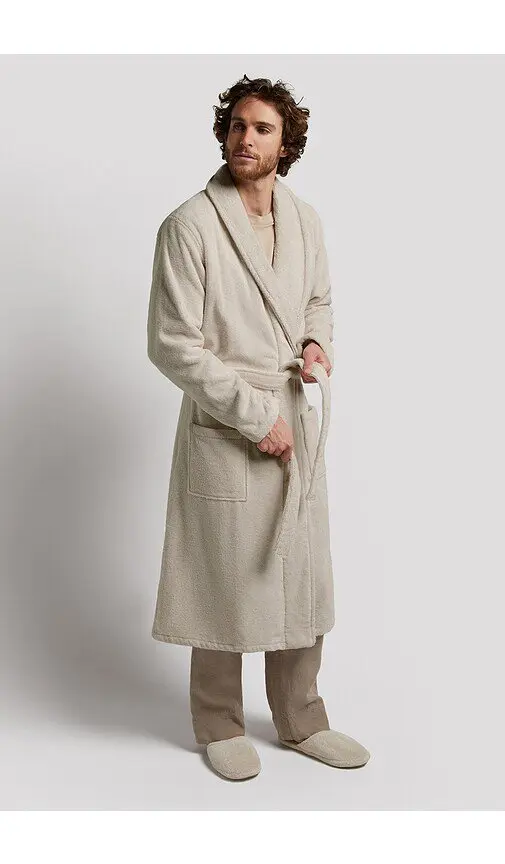 PARACHUTE Classic Turkish Cotton Robe In Beige - Bone