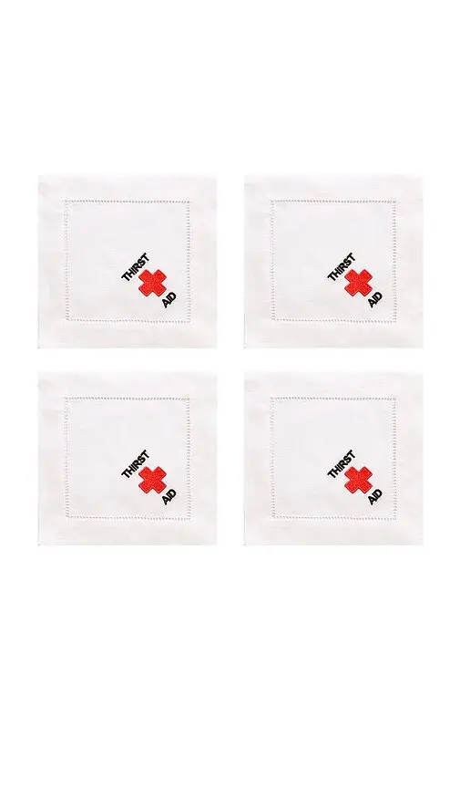 CHEFANIE Thirst Aid Cocktail Napkins In White - N,a