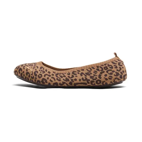 PUMA Iliana Leopard Print Ballerina Flats - Beige