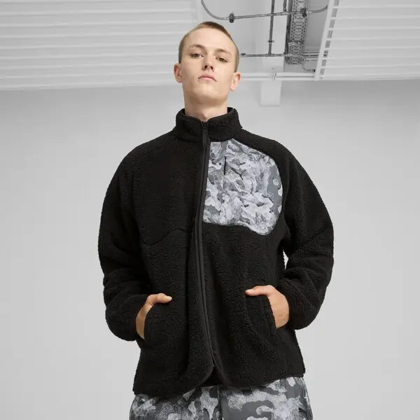 PUMA Sherpa Fleece Track Jacket With Camouflage Accents