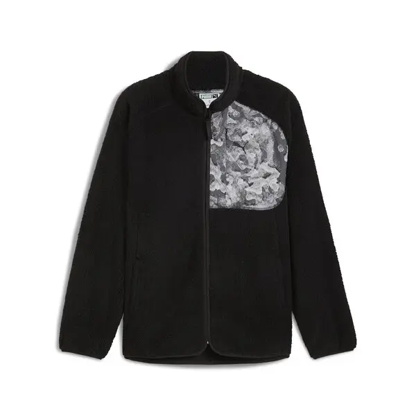 PUMA Sherpa Fleece Track Jacket With Camouflage Accents - Black