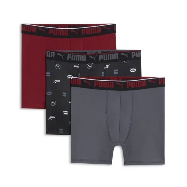 PUMA Athletic Fit Logo Boxers Briefs 3 Pack - Assorted Colours