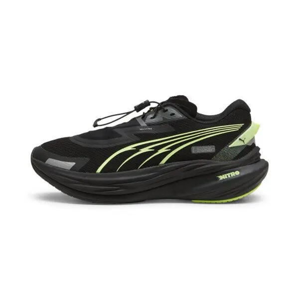 PUMA Deviate Nitro™ 3 Winterized Water Repellent Road Running Shoes - Galactic Gray- Black-fizzy Apple
