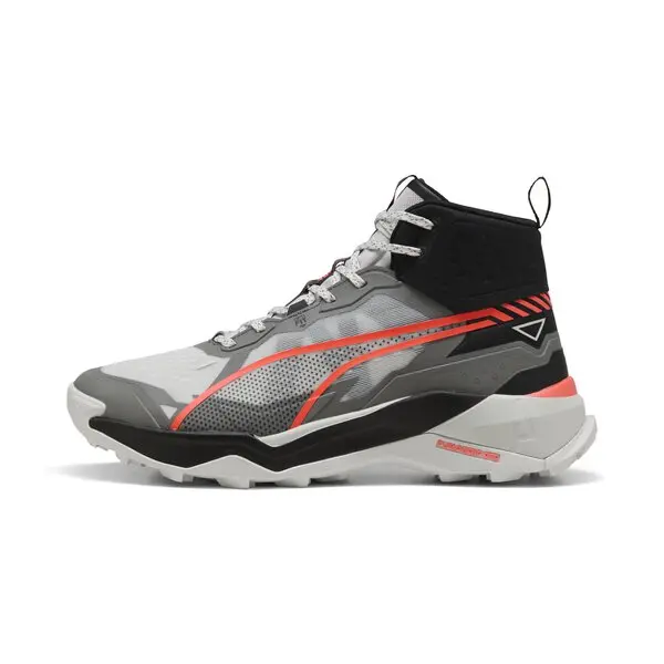 PUMA Explore Nitro 2 Mid Hiking Shoes - Feather Gray-cast Iron-glowing Red