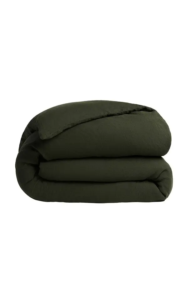 PARACHUTE Linen Duvet Cover In Green - Evergreen