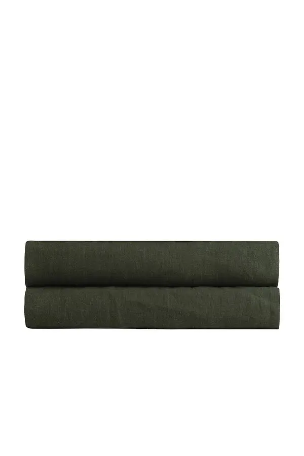 PARACHUTE Linen Fitted Sheet In Green - Evergreen
