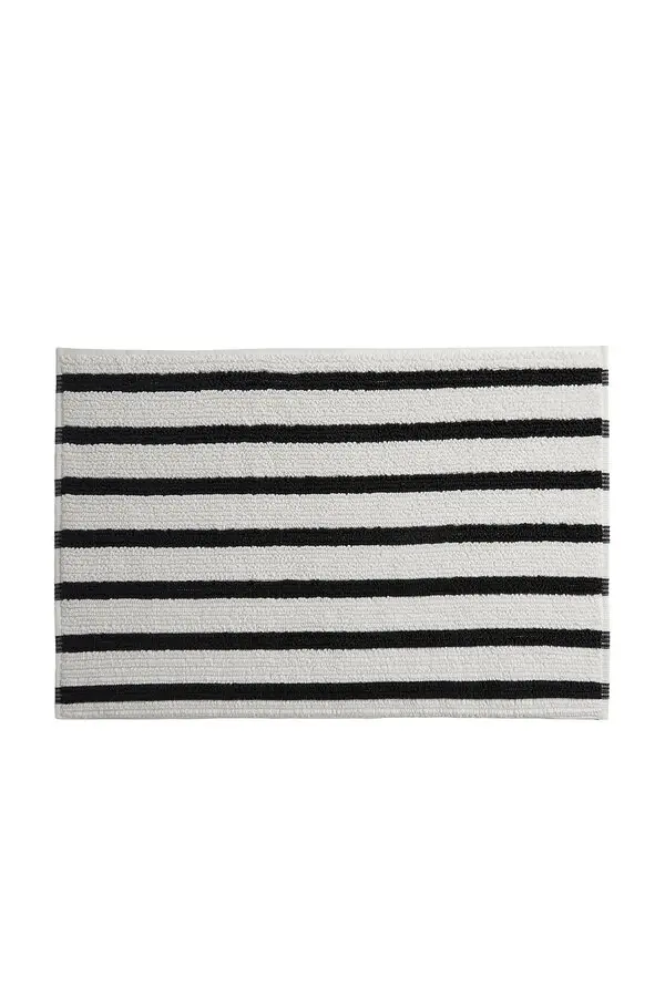 PARACHUTE Organic Resort Stripe Tub Mat In Black,white - Plaster With Soft Black