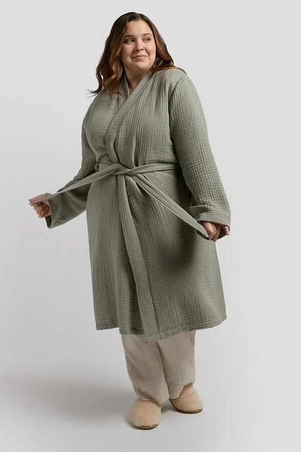 PARACHUTE Cloud Cotton Robe In Green - Moss