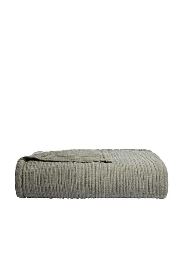 PARACHUTE Cloud Linen Gauze Bed Blanket In Grey - Moss
