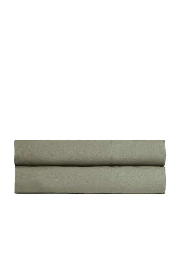PARACHUTE Percale Fitted Sheet In Green - Moss